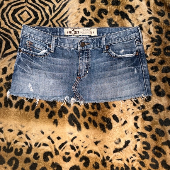 Hollister | Skirts | Hollister Distressed Blue Denim Micro Mini Skirt ...